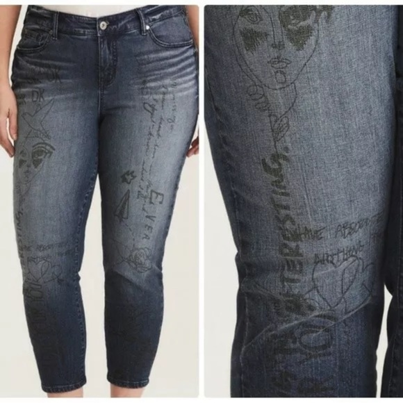 torrid | Jeans | Torrid Girlfriend Doodle Art Graffiti Scribble Denim ...